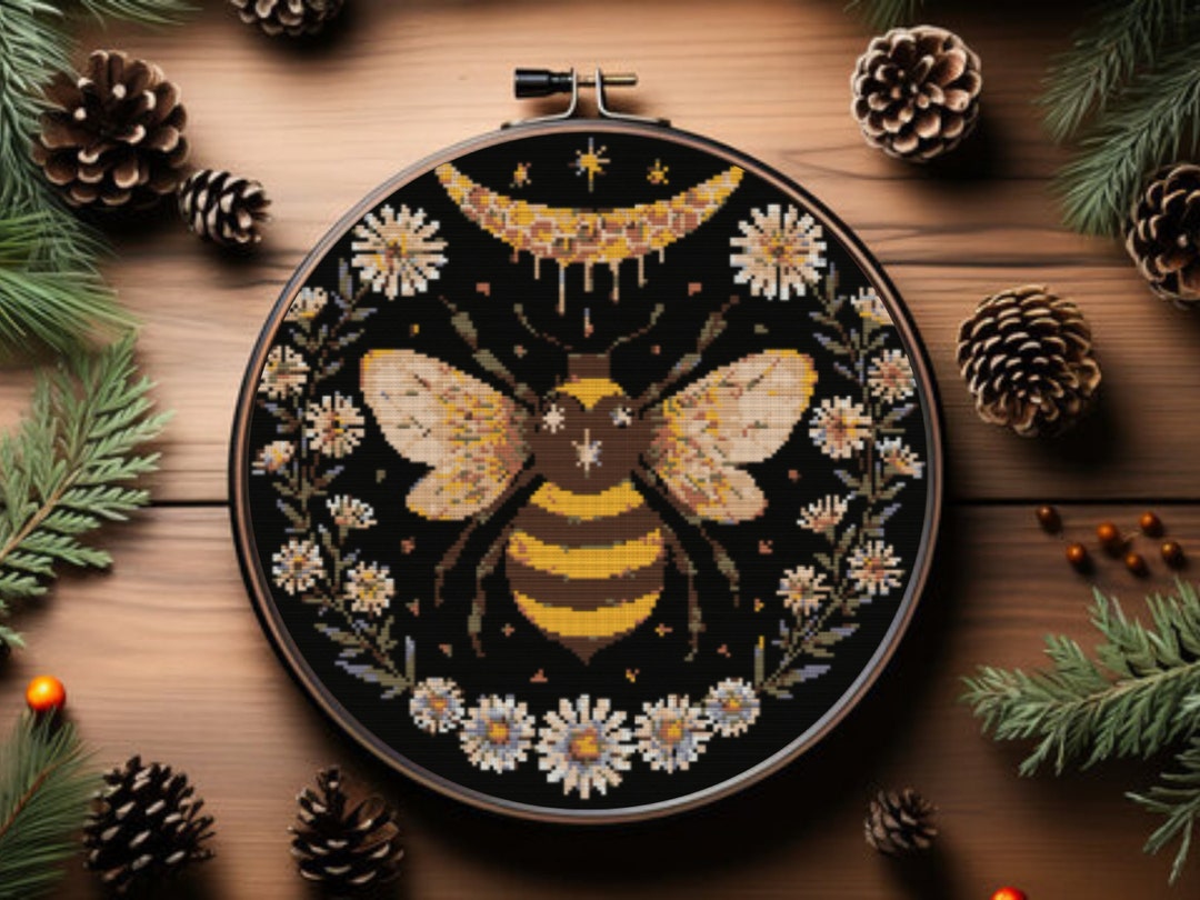 Bee Cross Stitch Pattern - Bumblebee Cross Stitch Pattern - Honey Bee ...