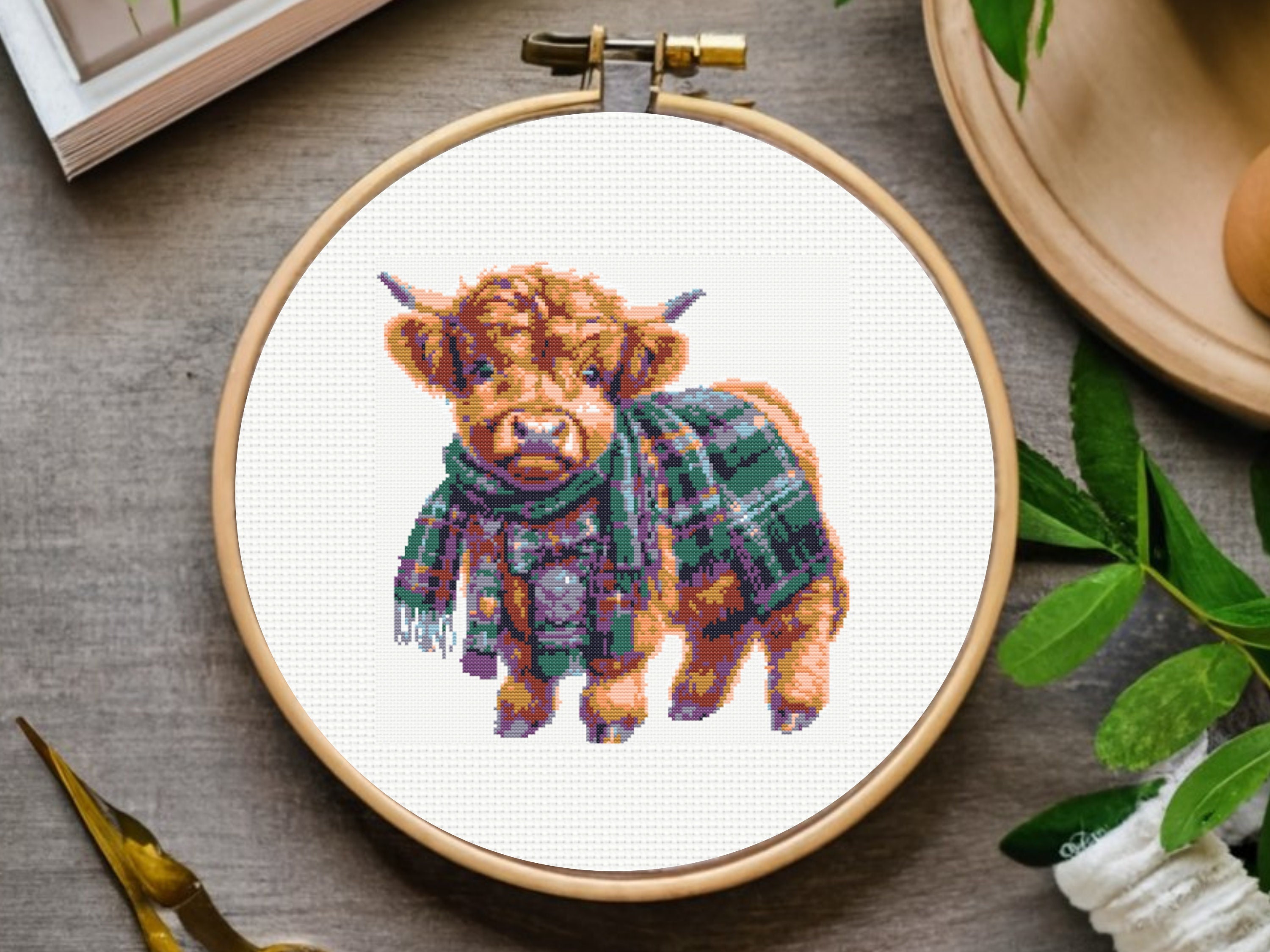 Baby Highland Cow Cross Stitch Pattern, 4 Highland Cows Cross Stitch ...