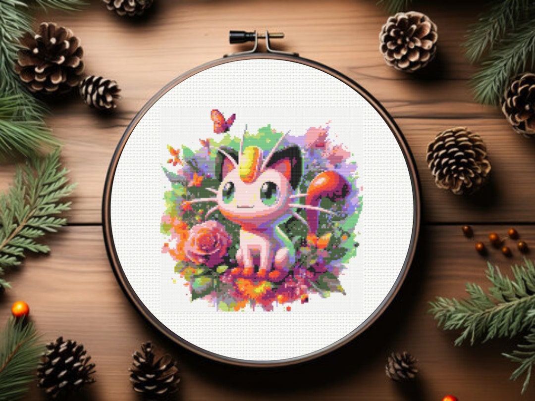 Meowth Cross Stitch Pattern, Pokemon Cross Stitch Pattern, Instant ...