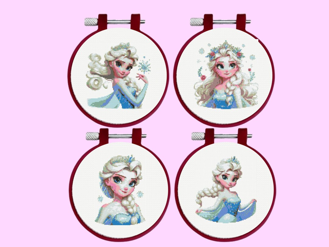Elsa Cross Stitch Pattern, 4 Frozen Cross Stitch Pattern, Bundle Set ...