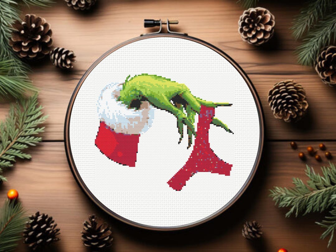 Grinch Cross Stitch Pattern, Grinch Hand Cross Stitch, Grinch ...