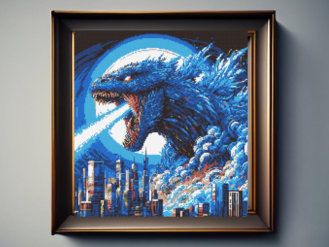 Godzilla Cross Stitch Pattern, Monster Cross Stitch Pattern, Instant ...