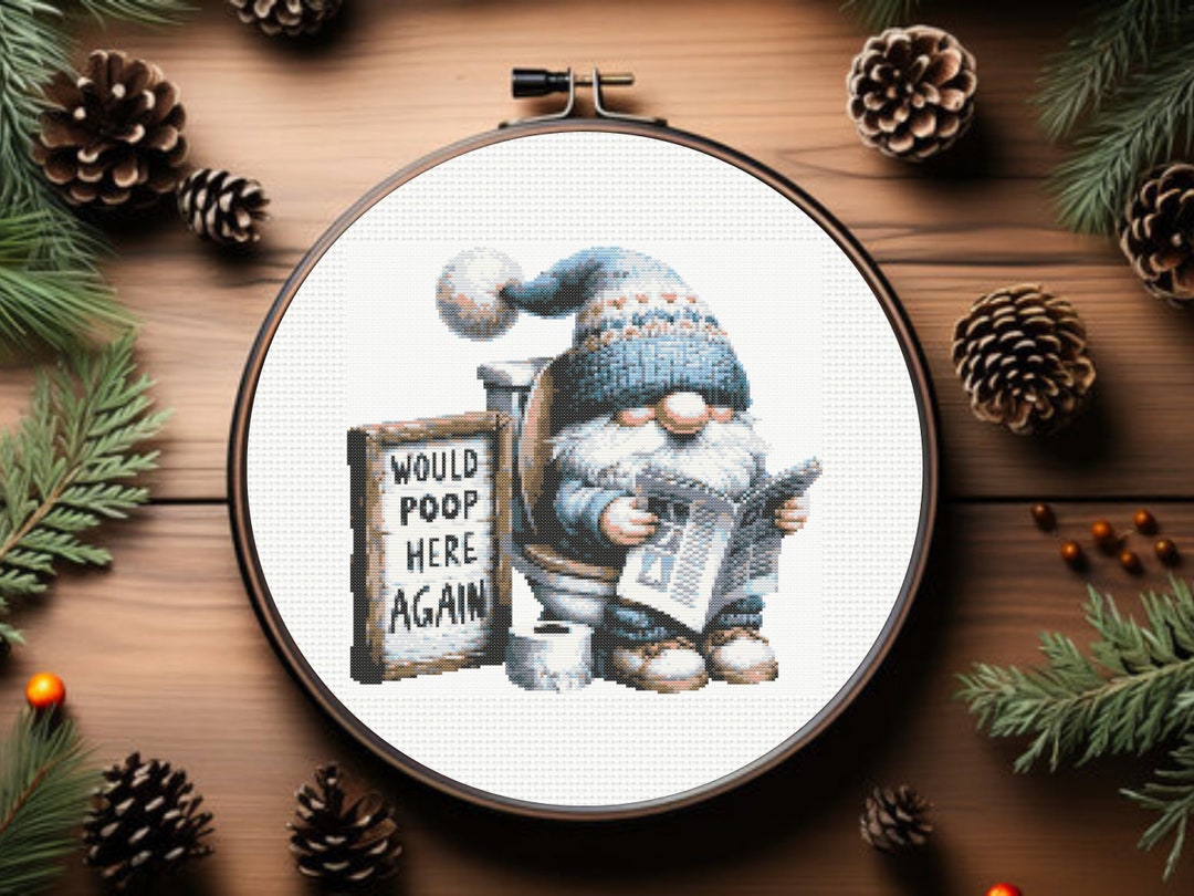 Toilet Gnome Cross Stitch Pattern , Gnome Cross Stitch Pattern ...