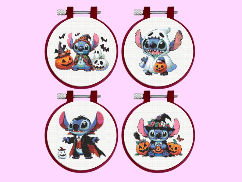 Helloween Stitch Cross Stitch Pattern, 4 Stitch Bundle Set, Instant ...