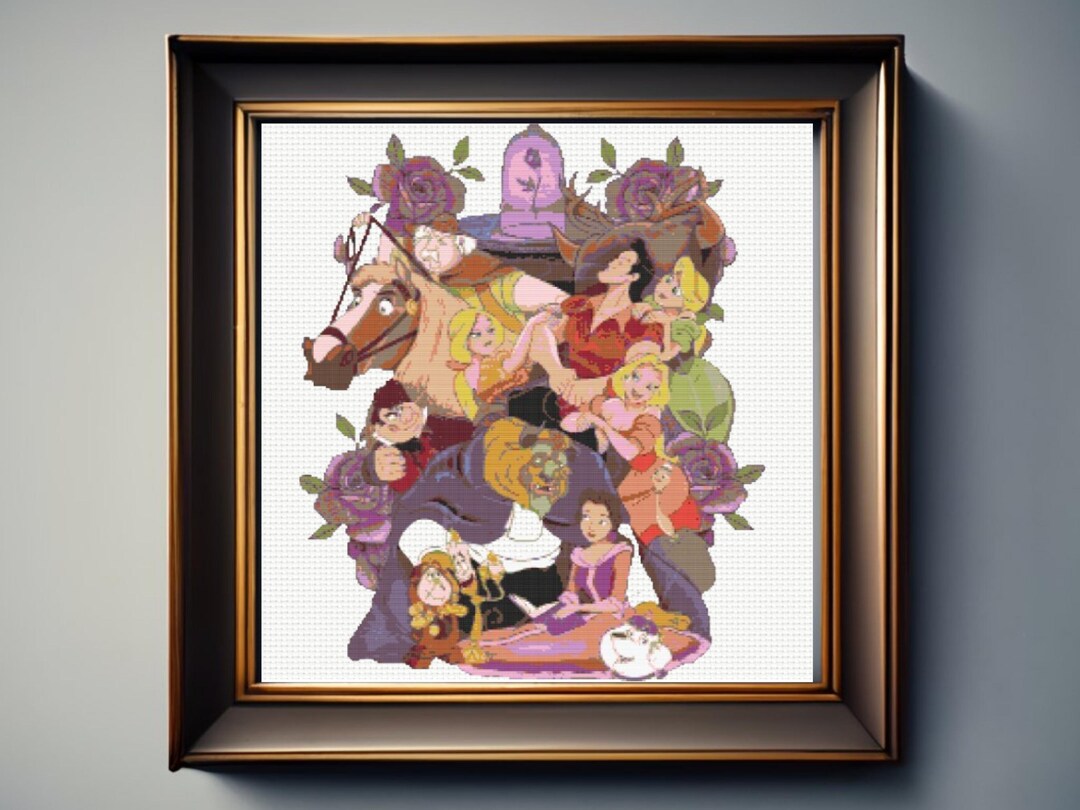 Belle and Beast Cross Stitch Pattern - Beauty and the Beast Cross ...