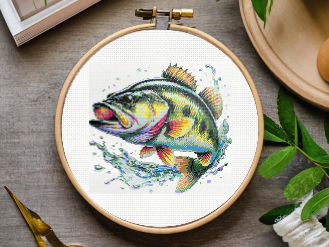 Smallmouth Bass Cross Stitch Pattern , Bass Fish Cross Stitch Pattern ...