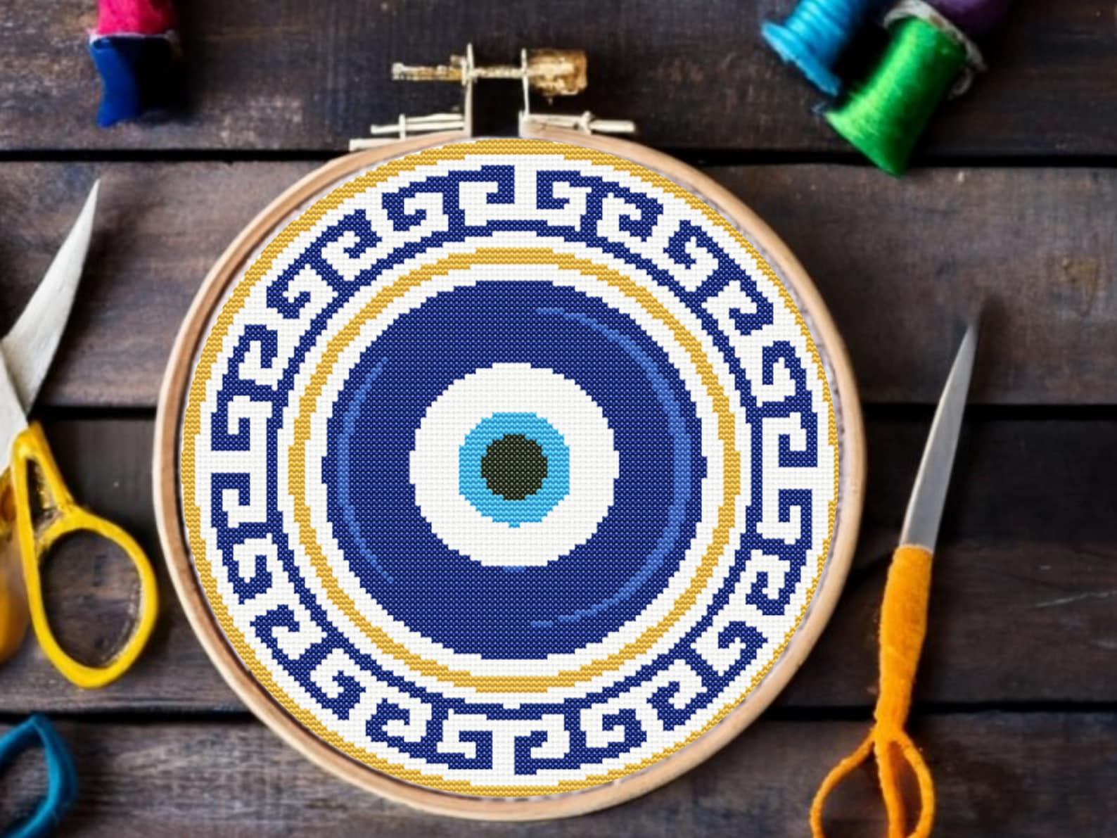 Evil Eye Cross Stitch Pattern, Eye Cross Stitch, House Blessing Cross ...