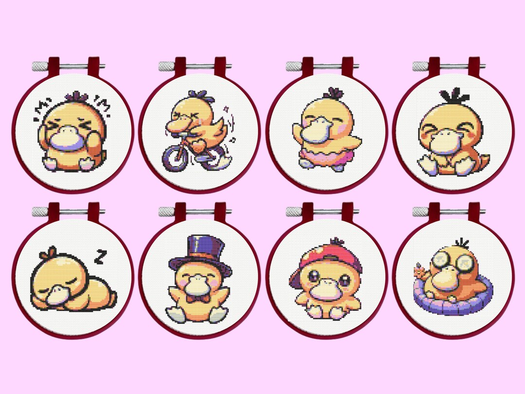 Psyduck Cross Stitch Pattern 8 Psyduck Bundle Set, Pokemon Cross Stitch ...