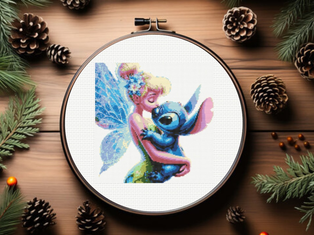 Tinkerbell and Stitch Cross Stitch Pattern - Fairy Cross Stitch Pattern ...