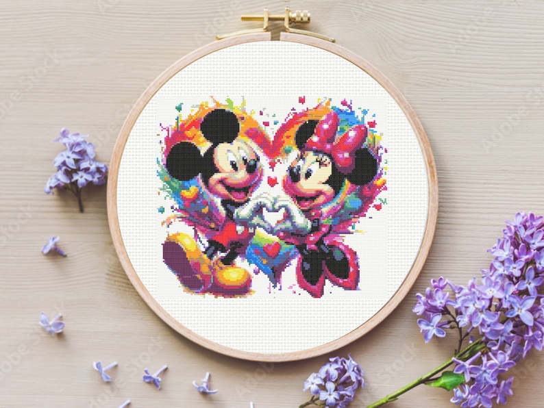 Minnie and Mickey Cross Stitch Pattern Instant Download - Etsy Australia