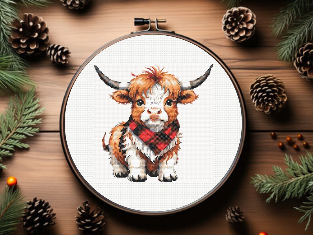 Baby Highland Cow Cross Stitch Pattern, Highland Cow Cross Stitch ...
