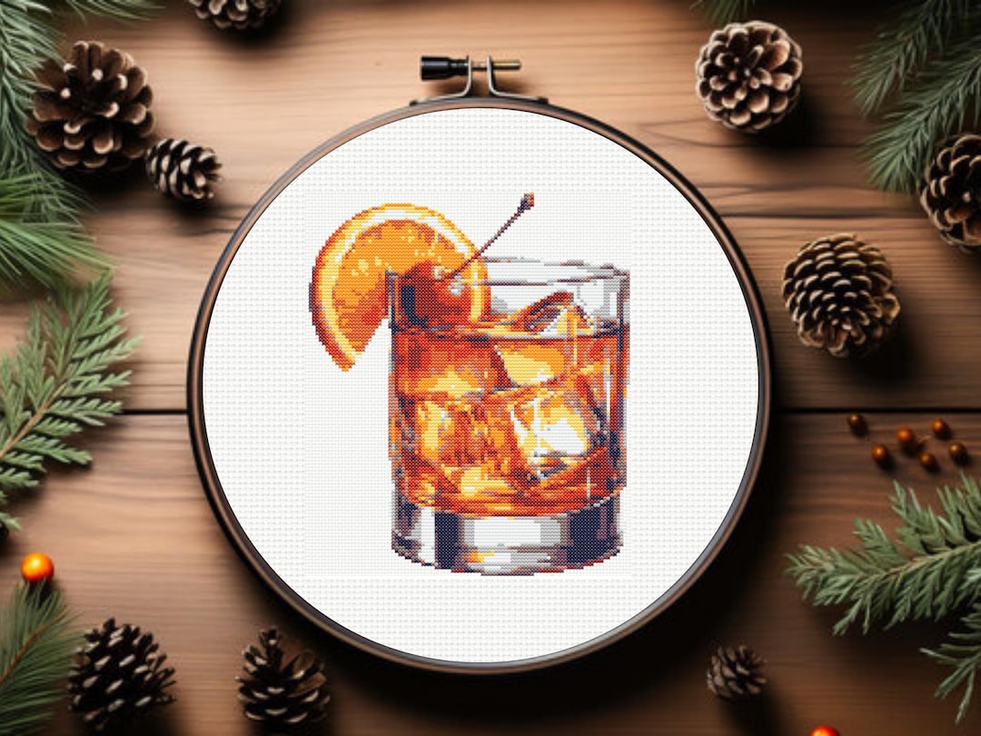 Old Fashioned Cross Stitch Pattern | Old Fashioned Drink, Coctail Cross ...