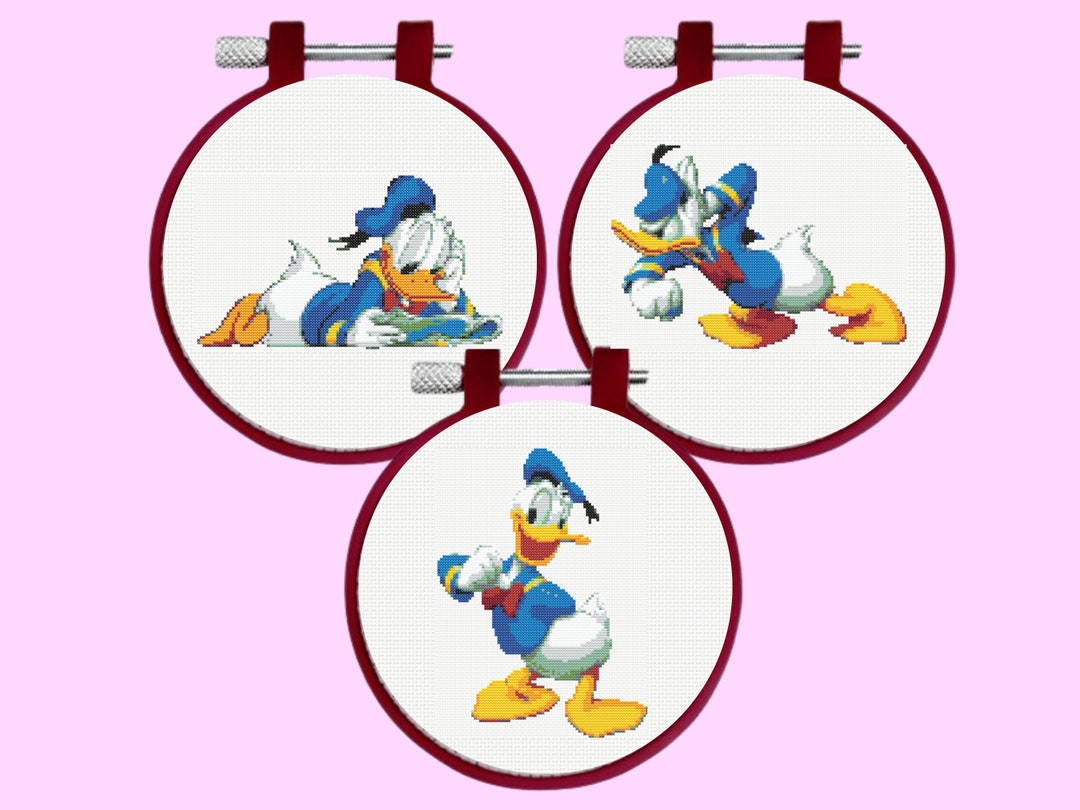 Donald Duck Cross Stitch Pattern - 3 Donald Duck Bundle Set, Instant ...