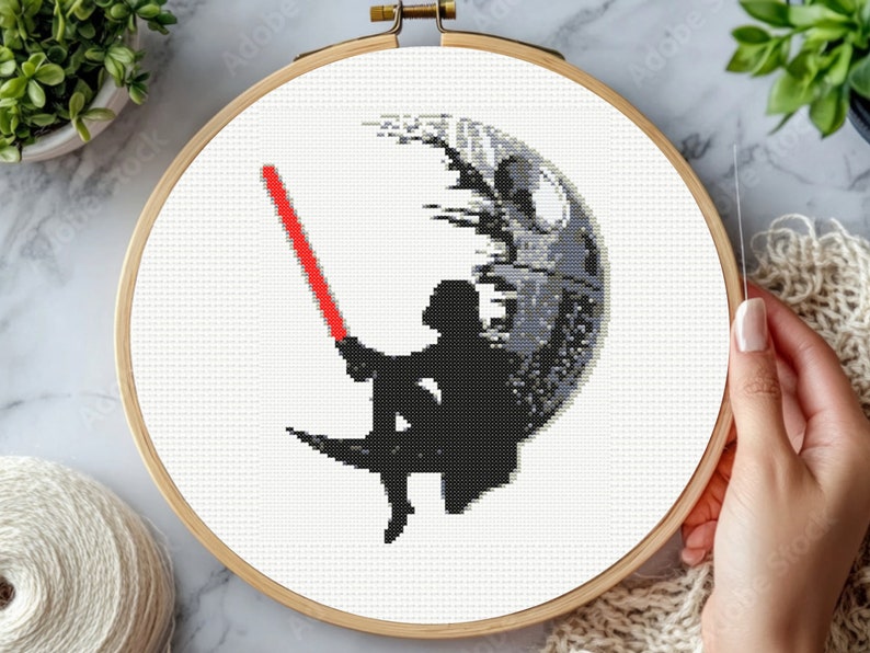 Darth Vader Cross Stitch Pattern, Star Wars Cross Stitch Pattern, Death ...