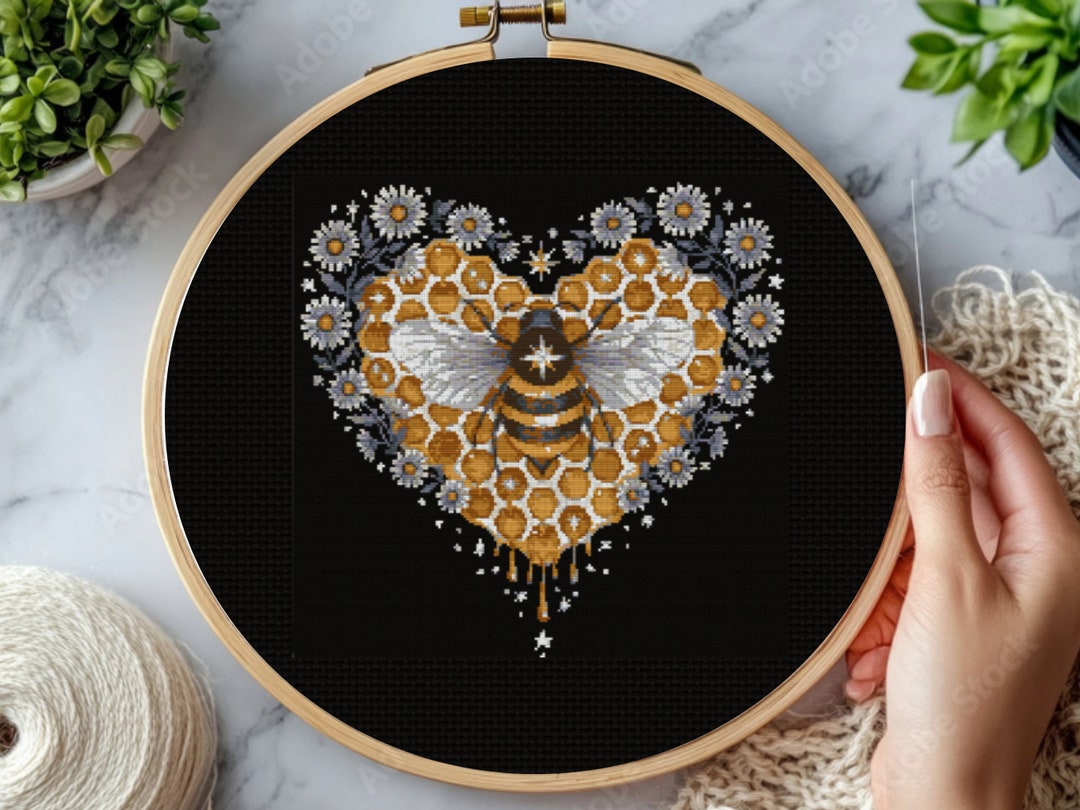 Bee Cross Stitch Pattern - Bumblebee Cross Stitch Pattern - Honey Bee ...