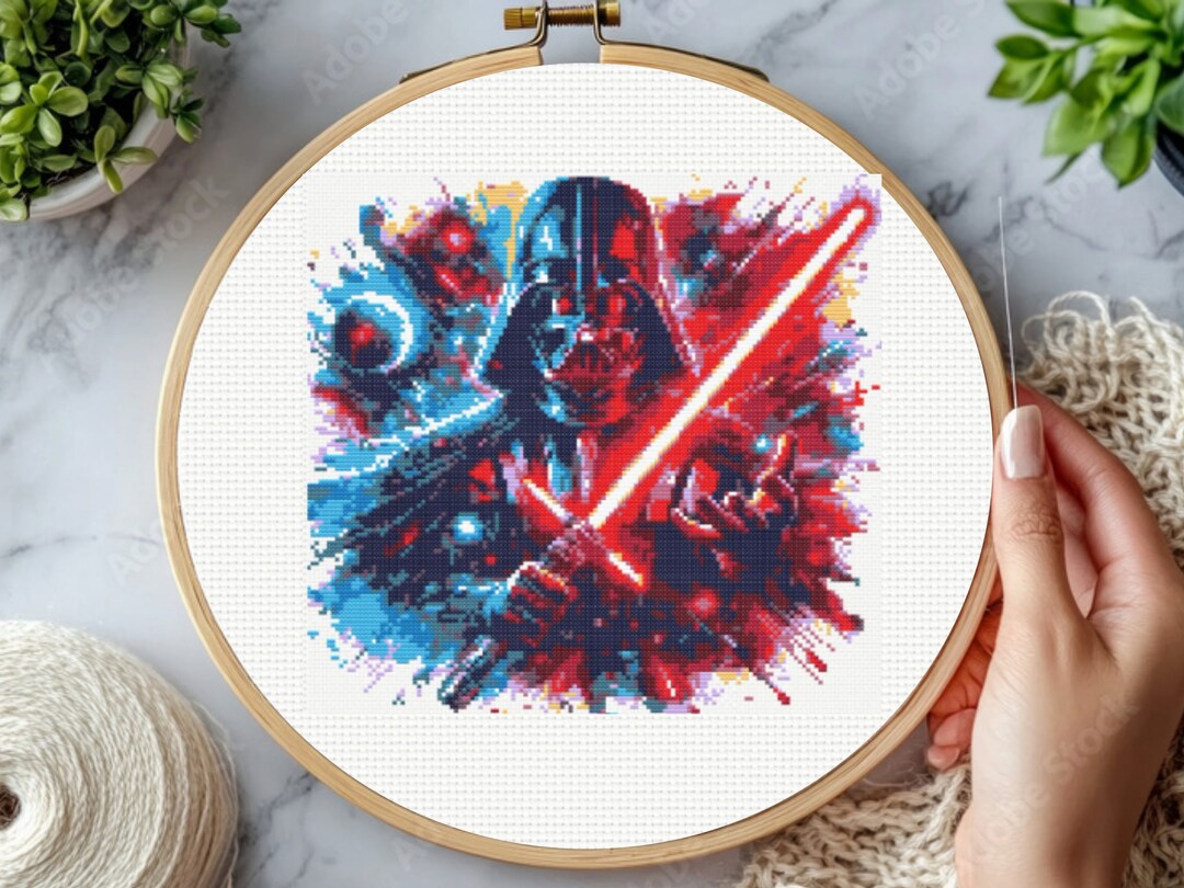 Darth Vader Cross Stitch Pattern, Space Wars Cross Stitch Pattern, Dark ...