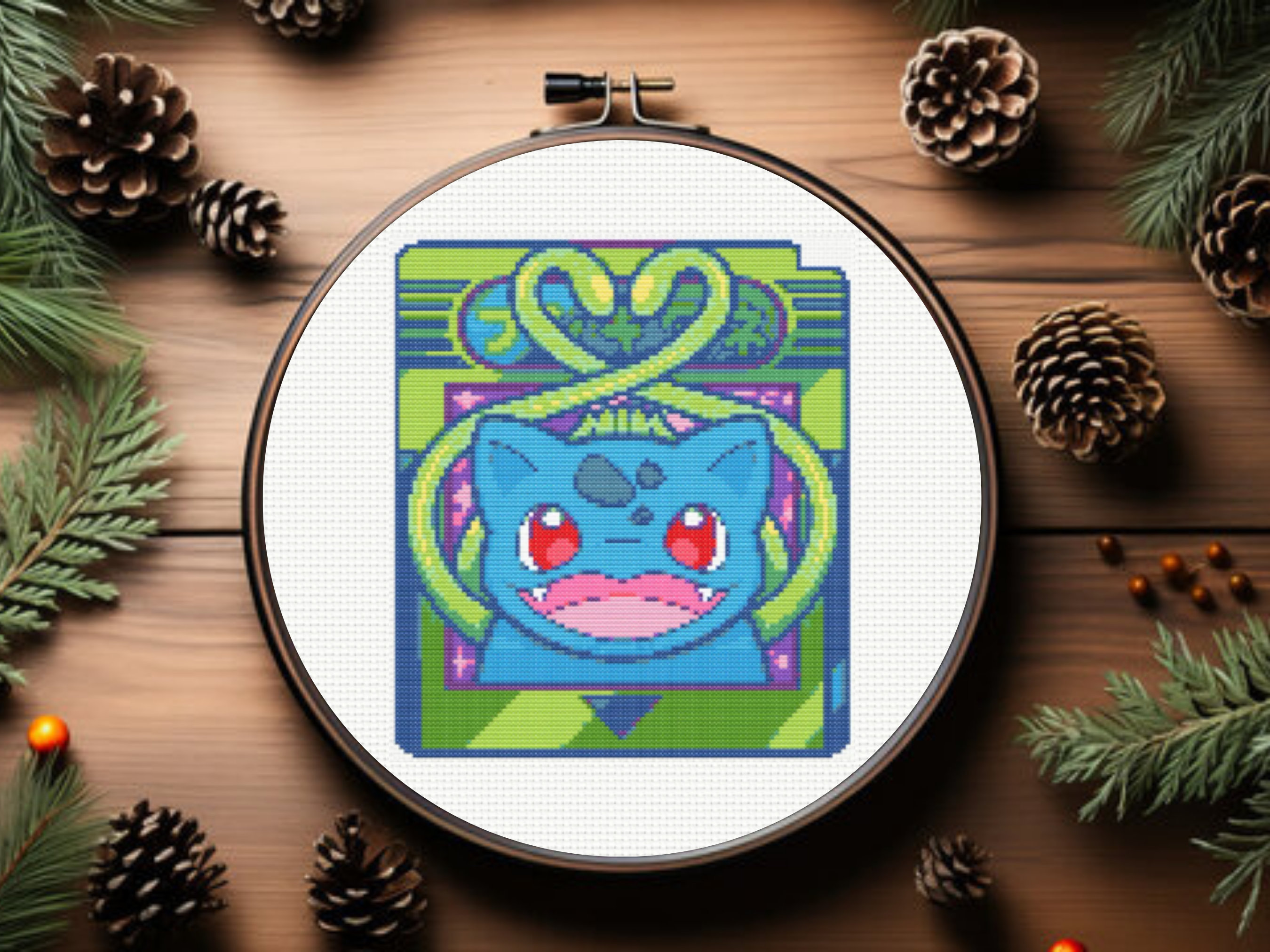 Pokemon Card Cross Stitch Pattern, Bulbasaur Cross Stitch Pattern ...