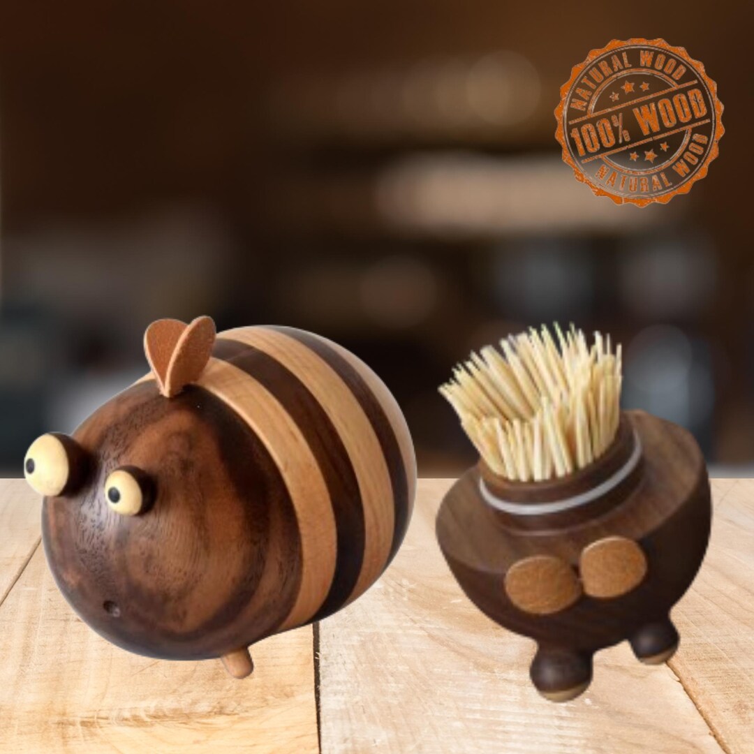 Buzz the Bumblebee Wooden Toothpick Holder | Danish Teak Design | Cute ...