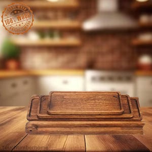 Rustic Wooden 3-tier Serving Tray – Food Display Stand for Kitchen ...