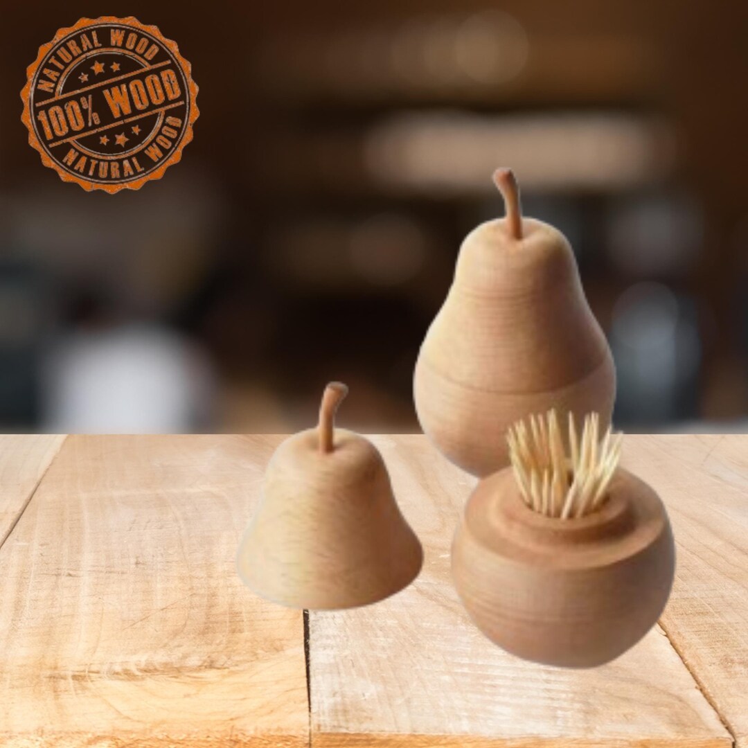 Pear-shaped Toothpick Holder | Black Walnut Wood Table Decor With ...