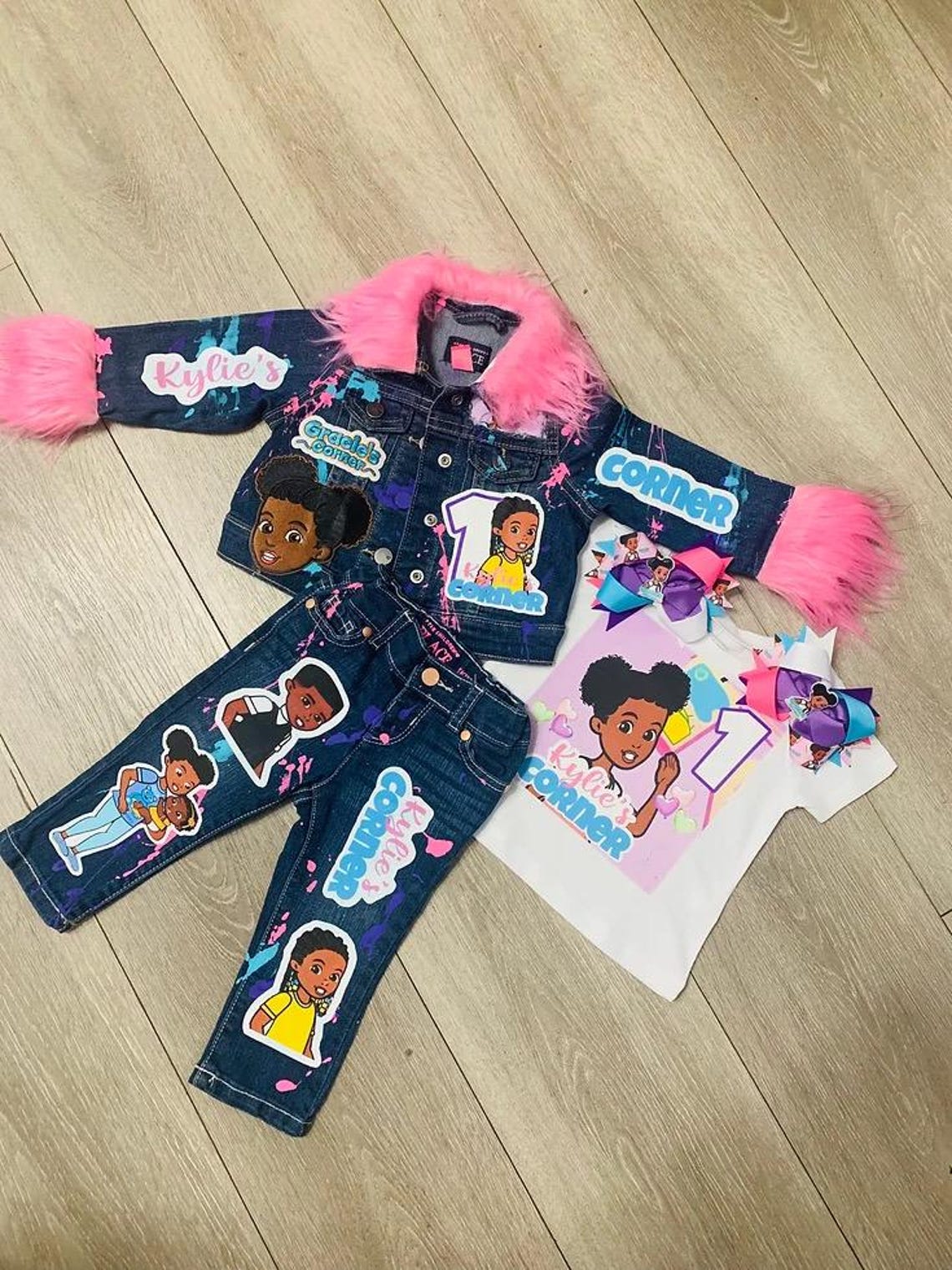 Custom Denim Jean Set W/fur - Etsy