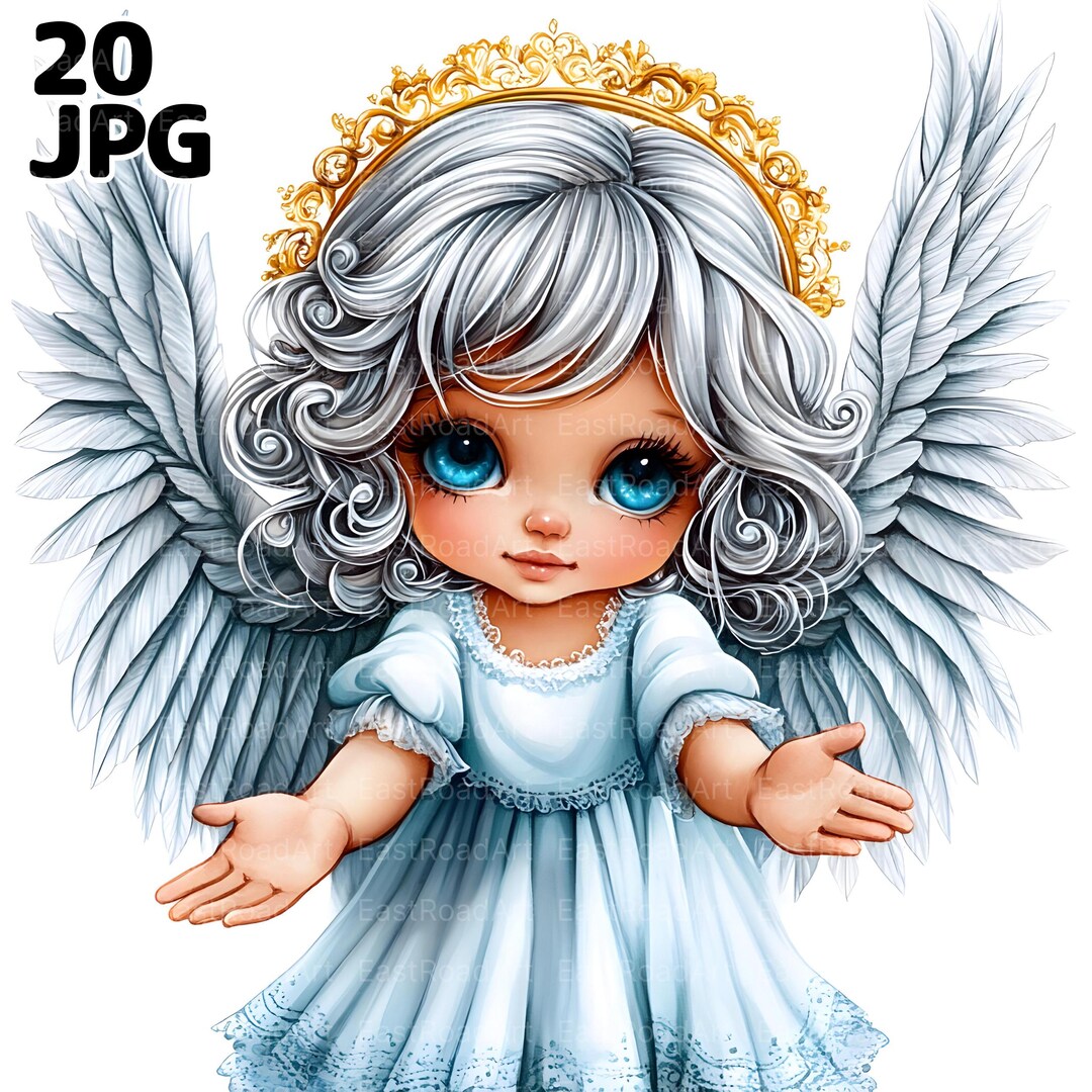 20 Cute Scandi Angel Clipart, Watercolor Angel, Nursery Clipart, Heaven ...