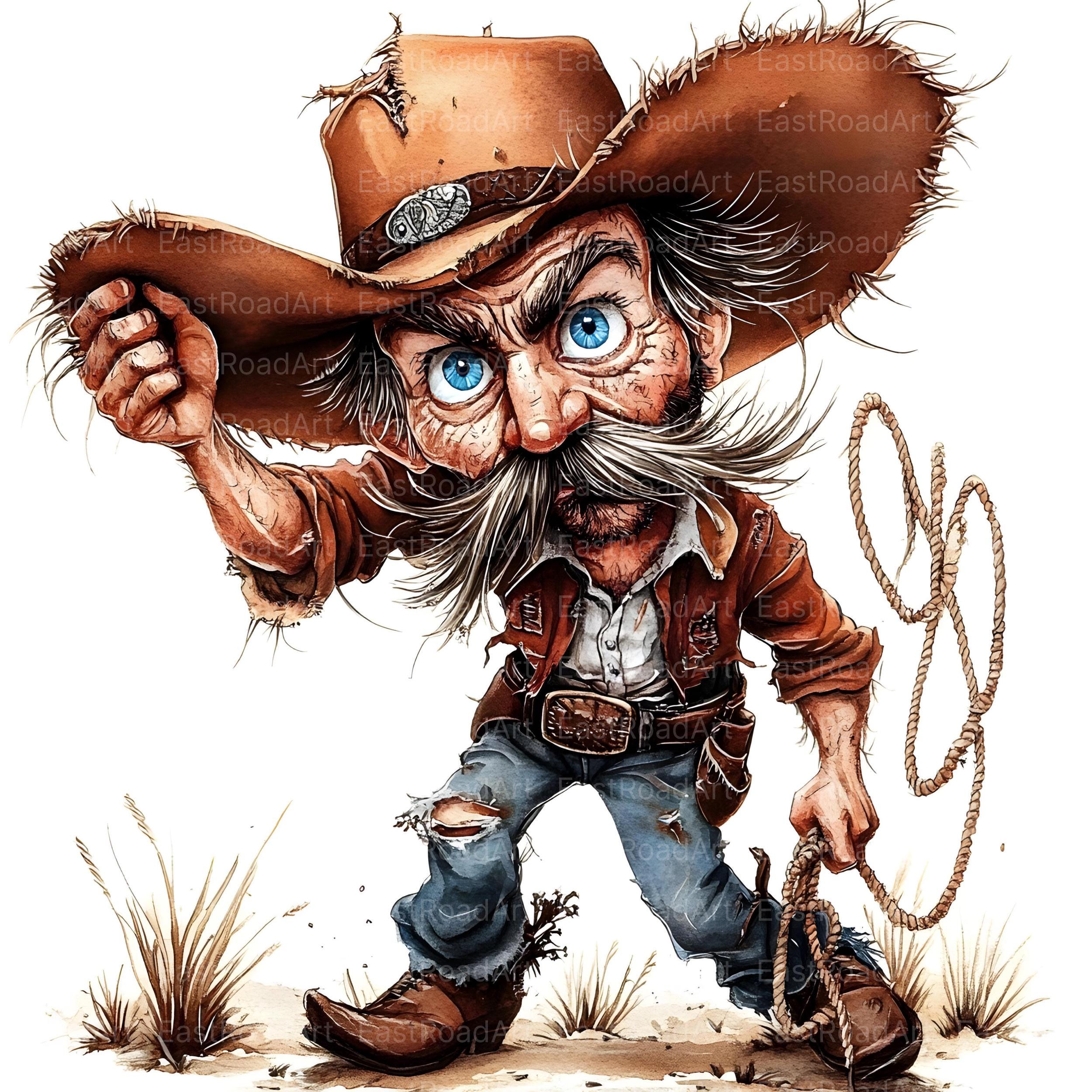 14 Funny Cowboy Old Man, Comics Western Elderly Grandpa, Cowboy Clipart ...