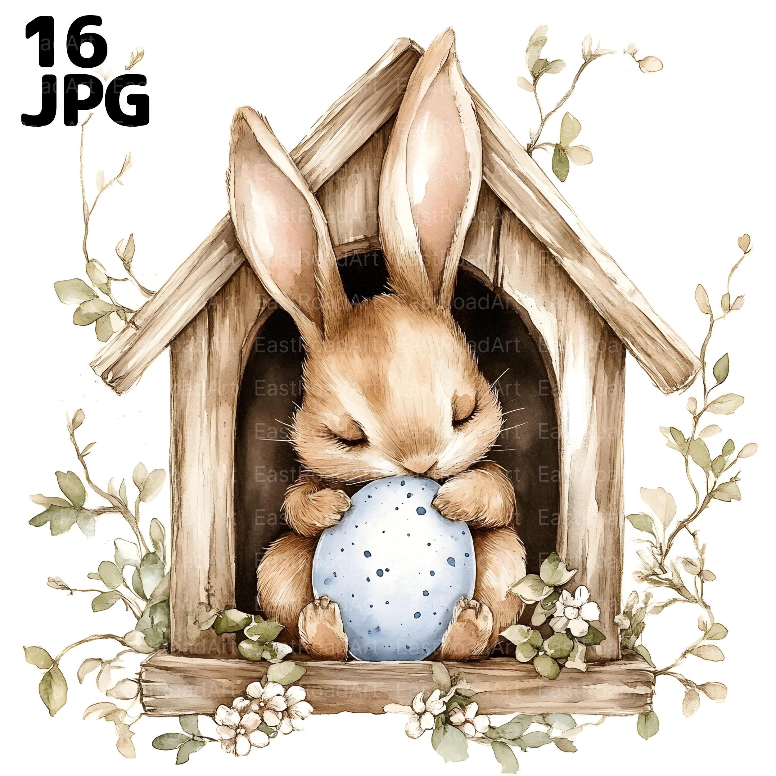 16 Easter Bunny Clipart, Rabbit Clipart, Easter Eggs Clipart, High ...