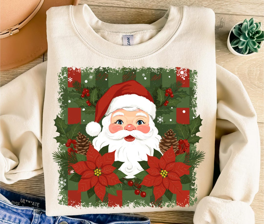 Checkered Santa Claus PNG, Christmas Png, Santa Claus Png, Retro ...