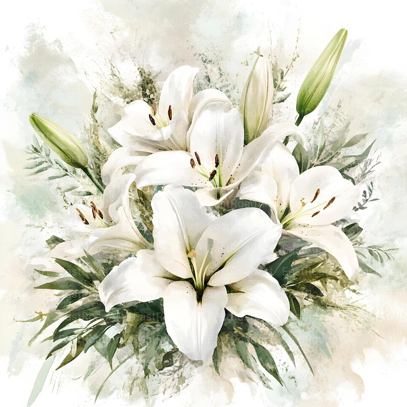 White Funeral Flowers Clipart, White Flowers, Printable Flowers, 20 ...