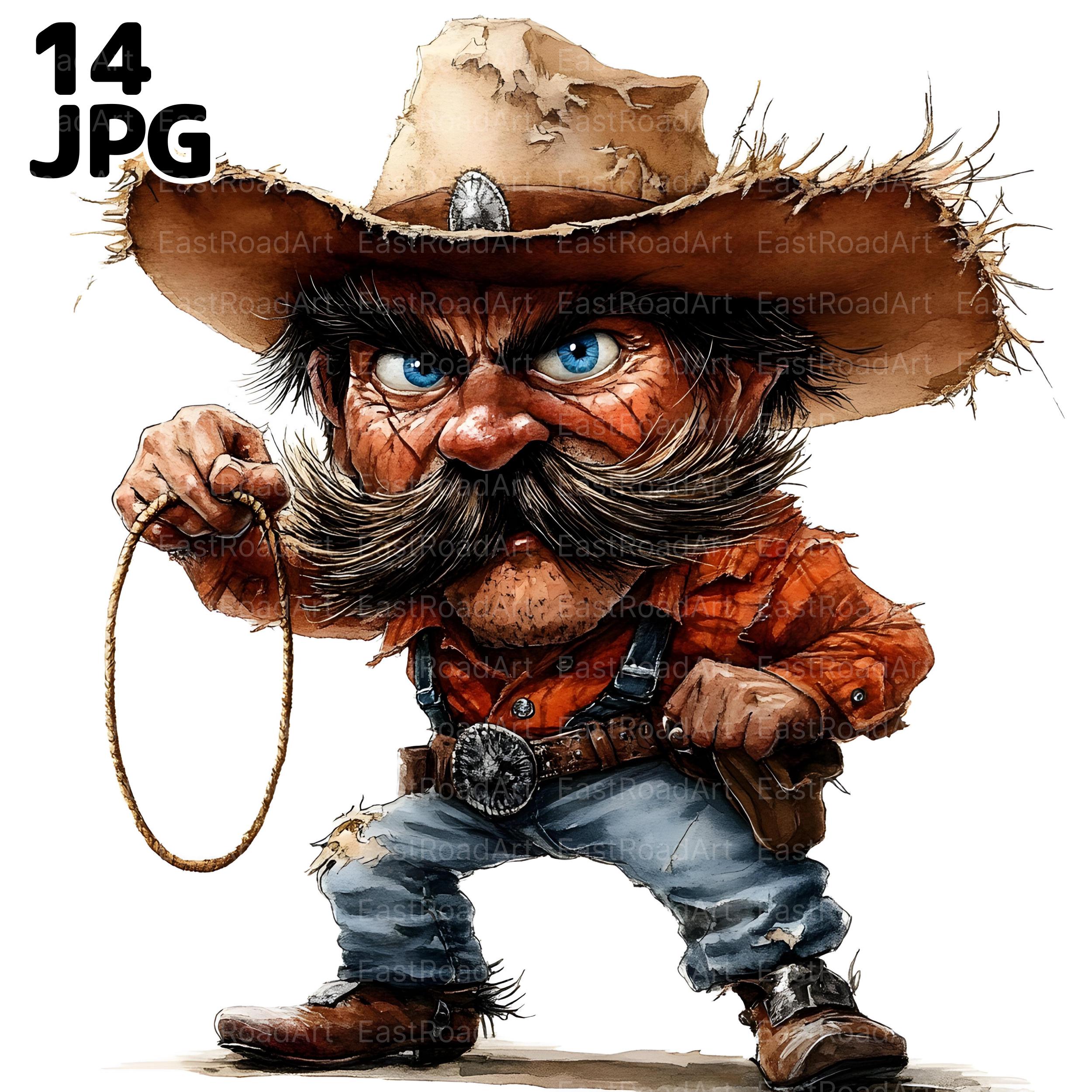 14 Funny Cowboy Old Man, Comics Western Elderly Grandpa, Cowboy Clipart ...