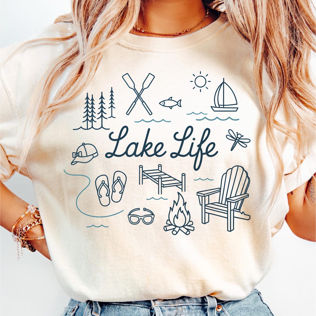 Summer Lake Life Doodle PNG, Spring Outdoors Sublimation, Trendy Summer ...