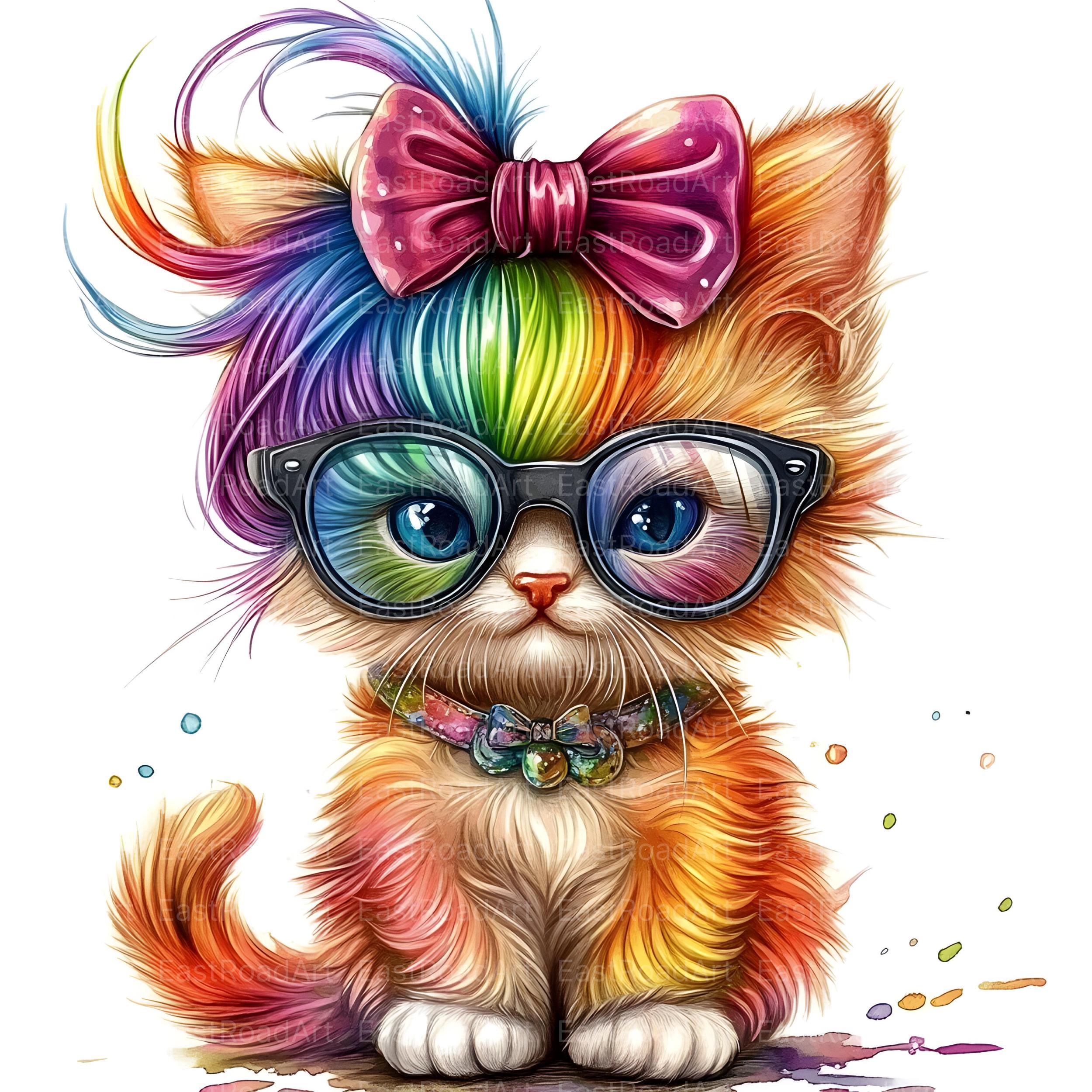 16 Cute Cat Clipart, Kitten Clipart, Rainbow Clipart, Bow Clipart ...