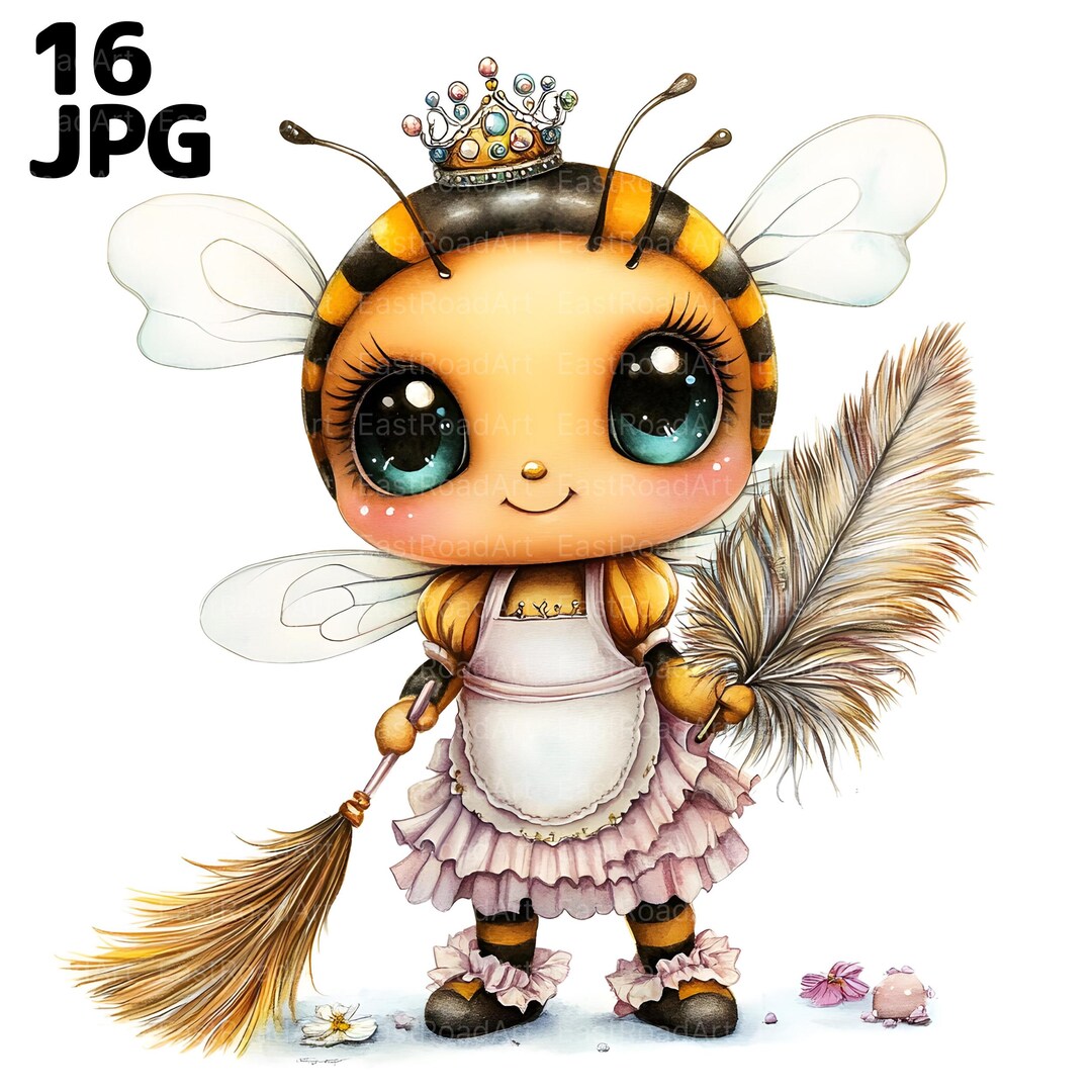 16 Honey Bee Cleaning Clipart, Clean House, Grandma Mother's Day Card ...