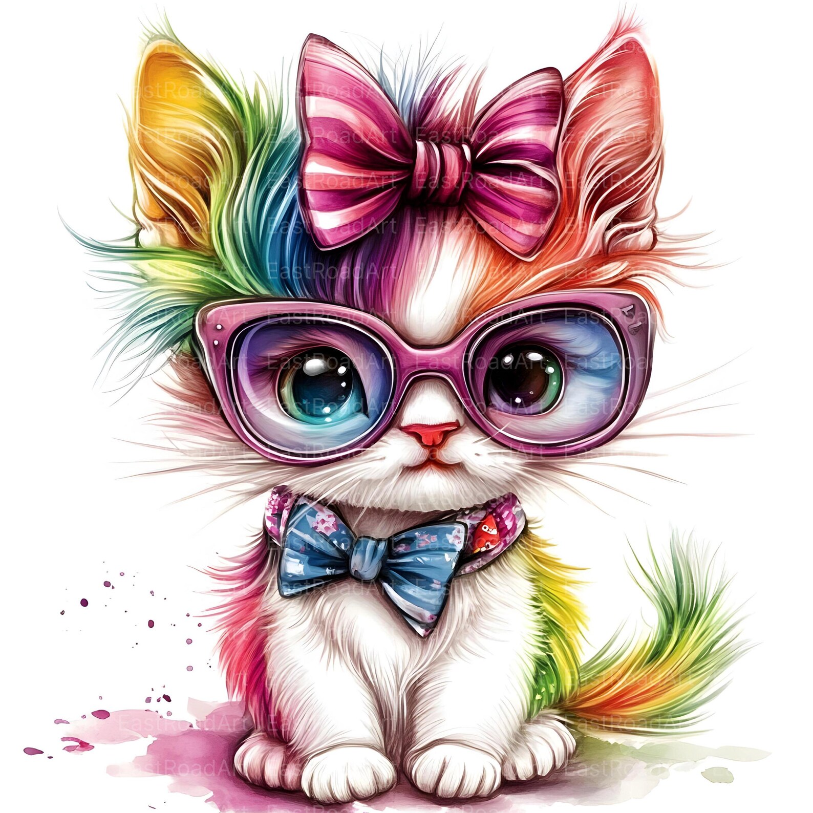 16 Cute Cat Clipart, Kitten Clipart, Rainbow Clipart, Bow Clipart ...