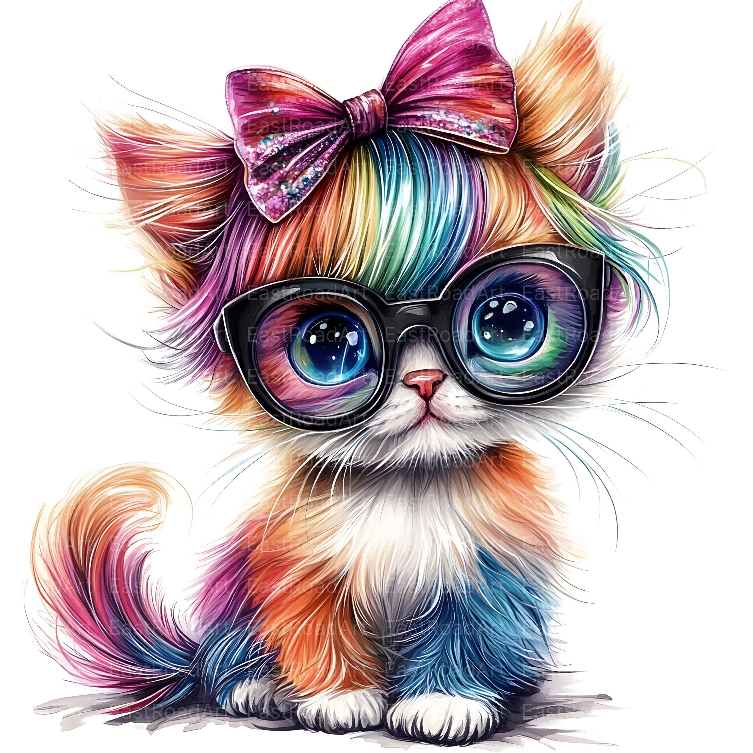 16 Cute Cat Clipart, Kitten Clipart, Rainbow Clipart, Bow Clipart ...