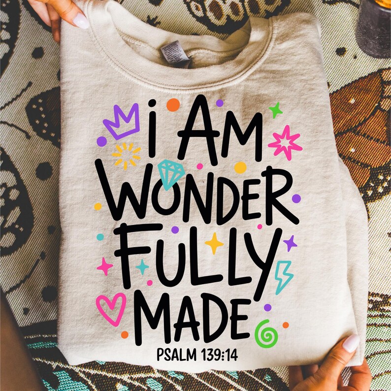 I Am Wonderfully Made SVG, Psalm 139 14 Christian SVG, Kids Religious ...