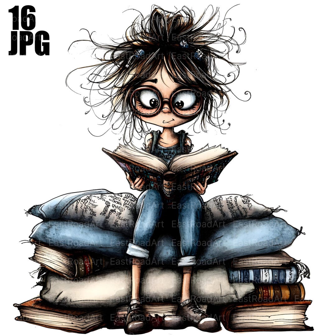 16 Bookish Girl Clipart, Reading Clipart, Book Clipart, Bookworm ...