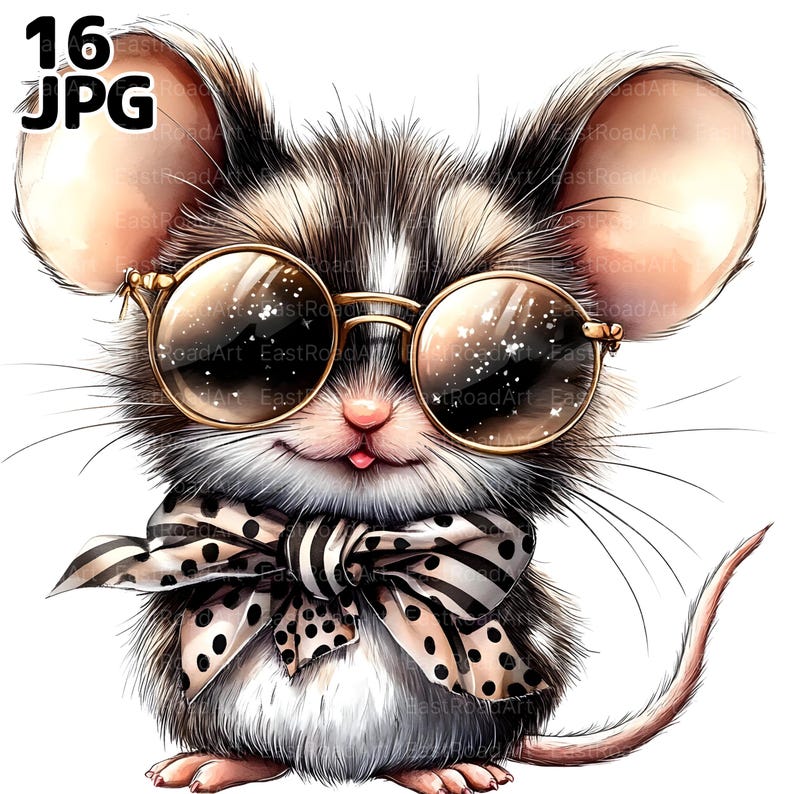 16 Mouse Clipart, Funny Baby Animal Clipart, Bow Clipart, Mice Clipart ...