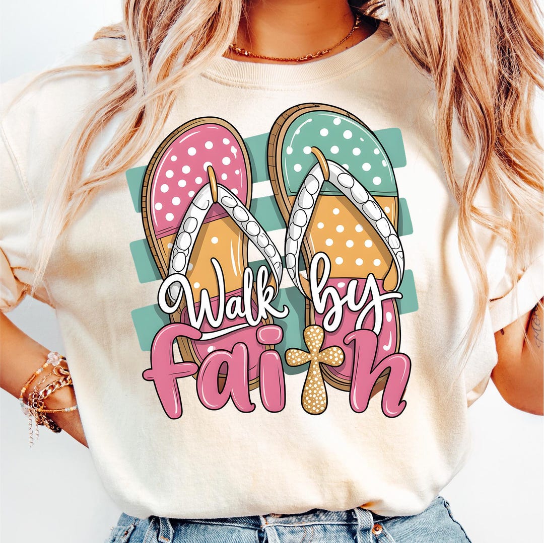 Walk by Faith PNG, Bible Verse Png, Flip Flops Png, Christian Faith ...