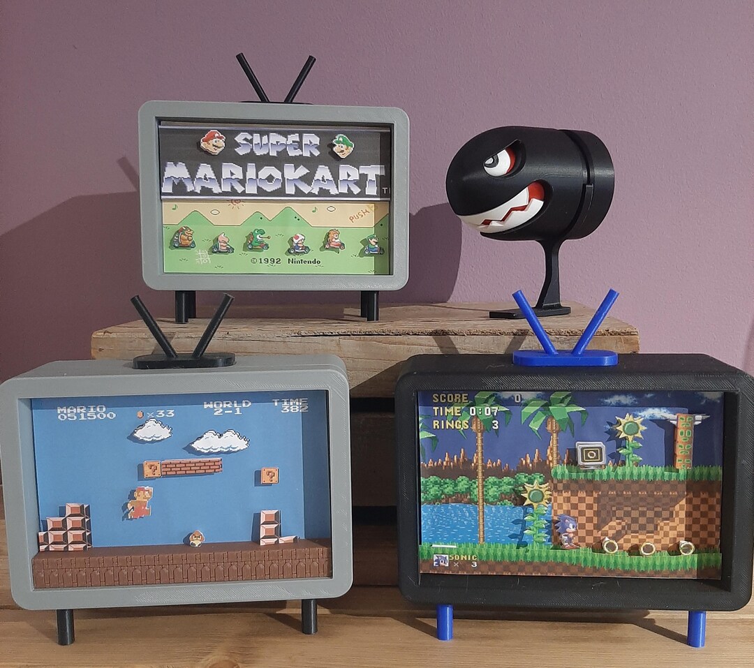 Sonic/mario Inspired 3D TV Shadow Box - Etsy