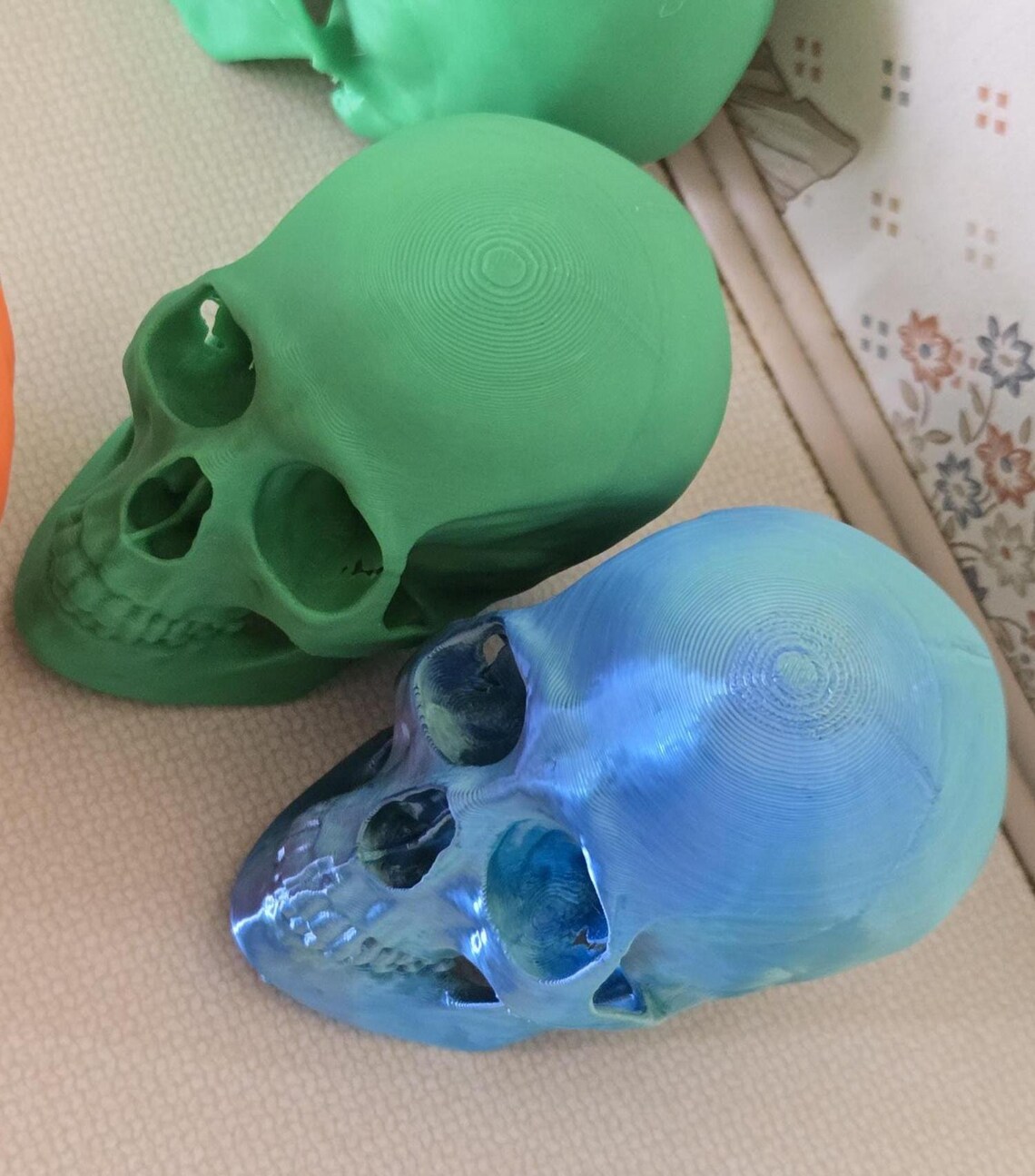 3D Printed Skull Metallic Blue Anatomical Model Inches Tall Halloween ...