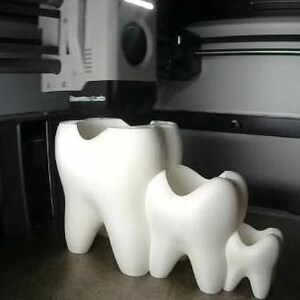 Triple Toothbrush Holder 3D Printed Tooth Design White Dental Organizer ...