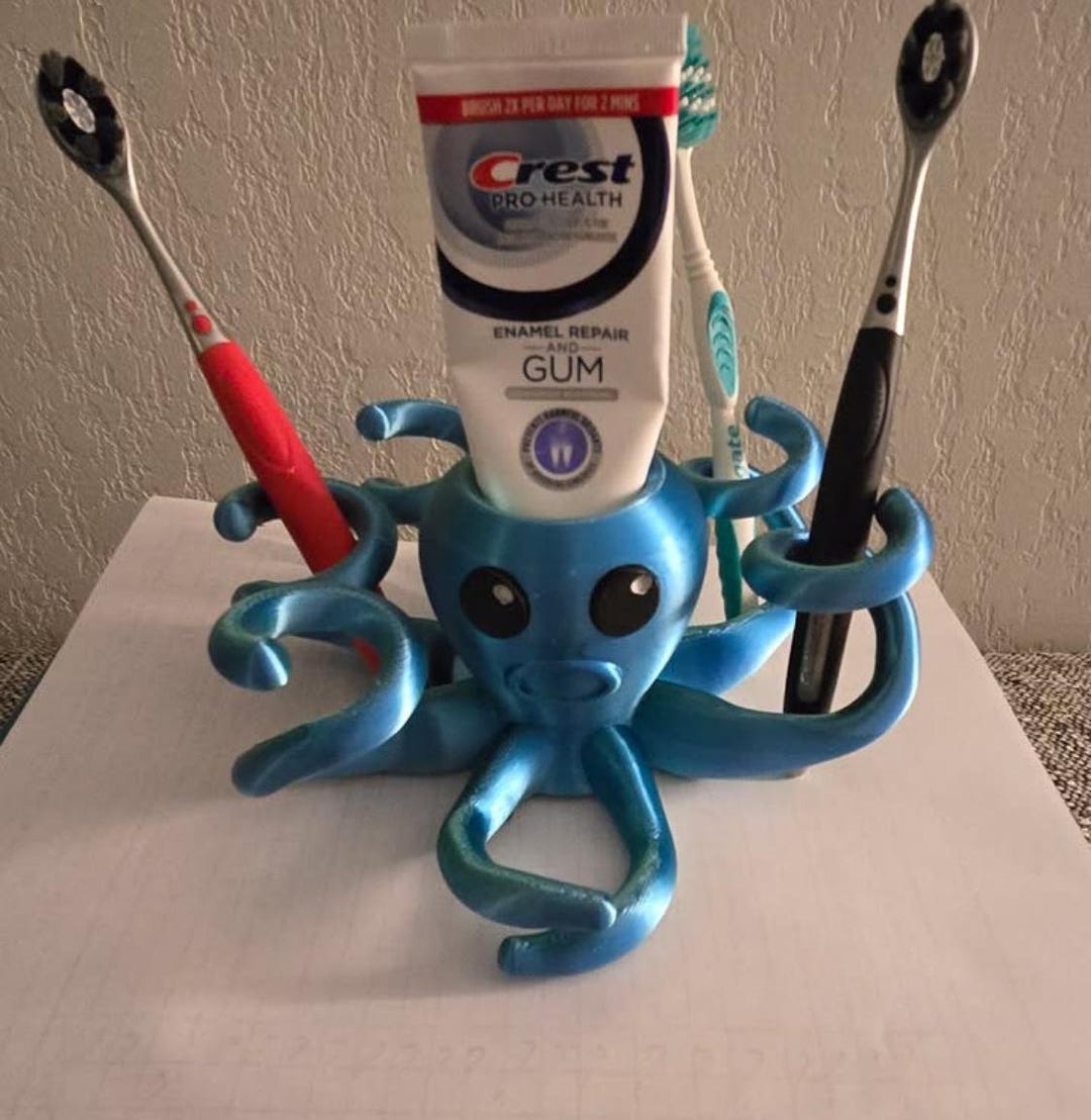 Octopus Toothbrush Holder 3D Printed Desk Organizer Pen Holder Bathroom ...