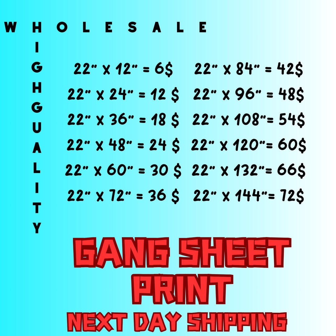 Custom DTF Bulk Gang Sheet Print, Custom Heat Transfer, Dtf Transfer ...