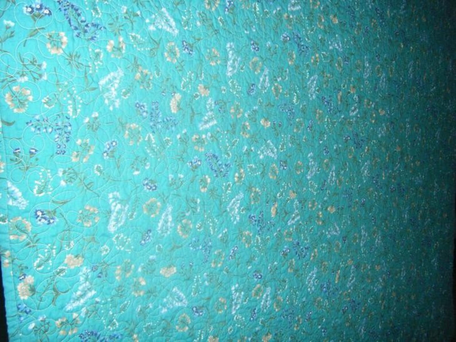 Quilt Turquoise Flowers Stunning Contemporary Queen Art Textile From ...