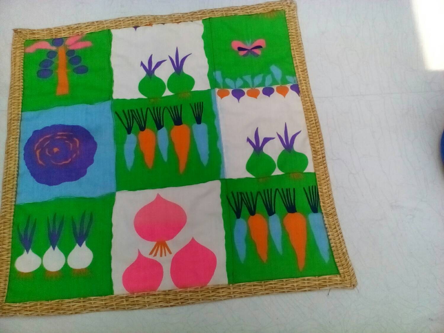 Art Textile Veggie Garden Table Mat or Wall Decor Fun Summer Textile by ...