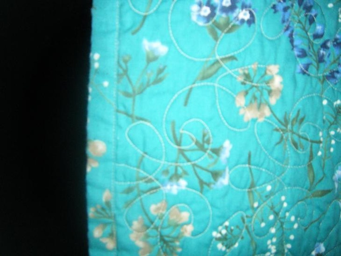 Quilt Turquoise Flowers Stunning Contemporary Queen Art Textile From ...