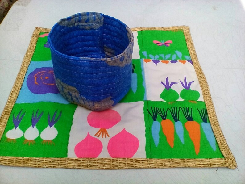 Art Textile Veggie Garden Table Mat or Wall Decor Fun Summer Textile by ...