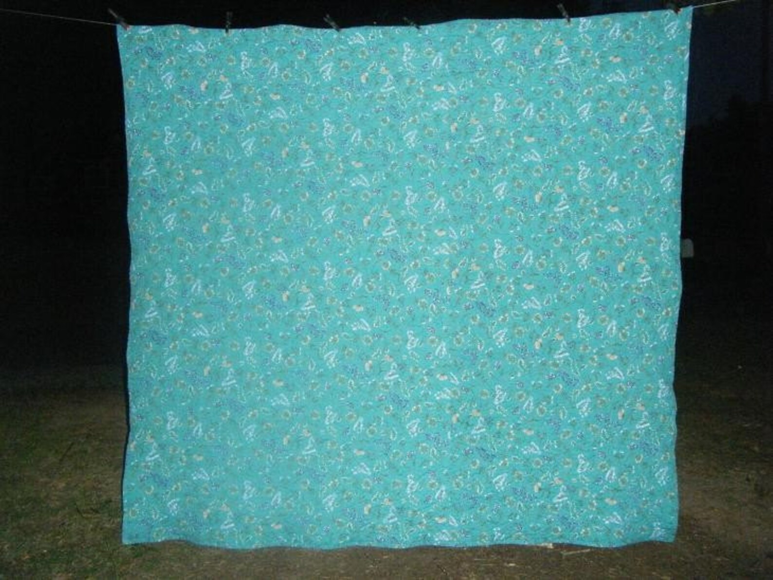 Quilt Turquoise Flowers Stunning Contemporary Queen Art Textile From ...